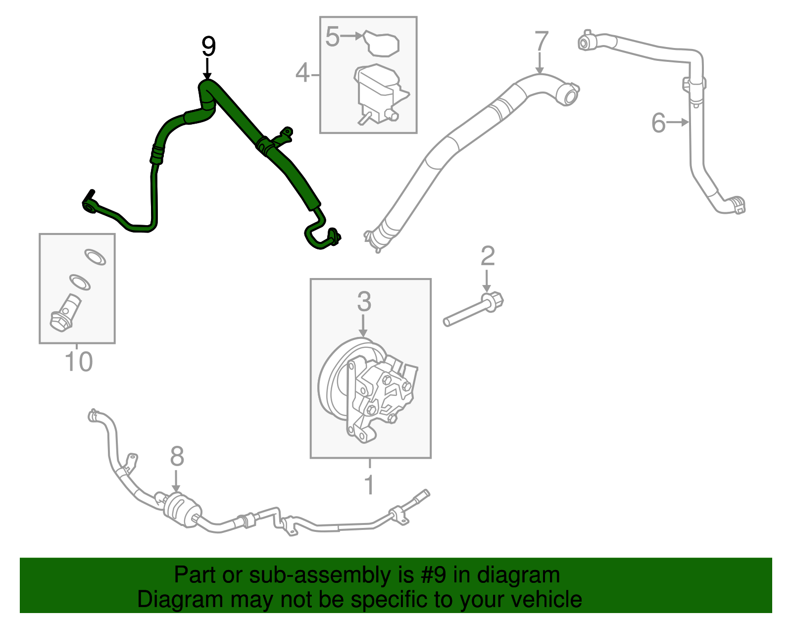 2011-2015 Ford Motorcraft™ Power Steering Pressure Hose psh94 ...