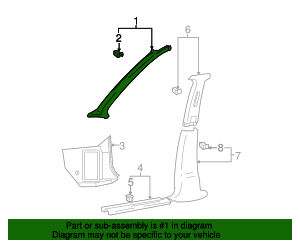 2000-2002 Hyundai Accent Windshield Pillar Trim 85820-25100-LT ...