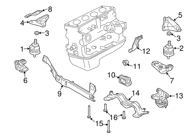2003-2009 Audi Automatic Transmission Mount 8E0-399-105-JD | OEM Parts ...