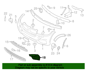 51118056261 - 2015-2019 BMW Outer Grille (51-11-8-056-261) | BMW of ...