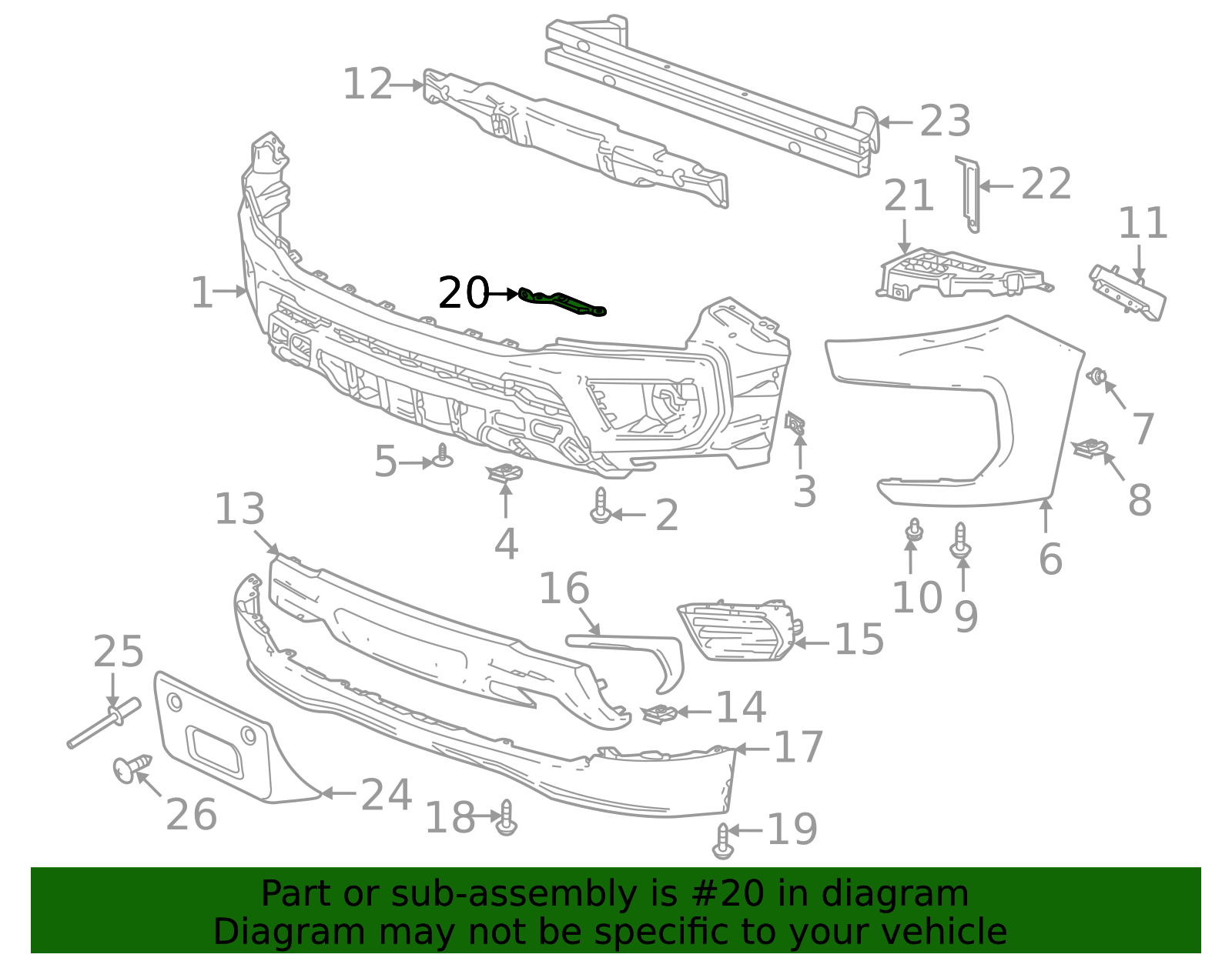 2021-2022 Chevrolet Colorado Front Driver Side Bumper Fascia Support ...