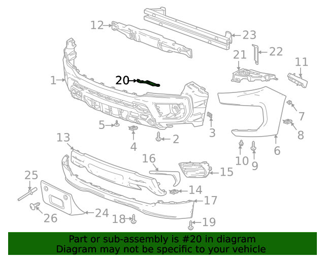 2021-2022 Chevrolet Colorado Front Passenger Side Bumper Fascia Support ...