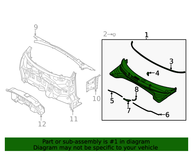 2020-2021 Kia Soul Cowl Grille 86150 K0000 | QuirkParts