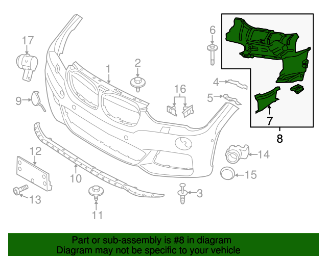 2016-2019 BMW X1 Frame, fog lamp left 51-11-8-073-959 | AutoNationParts.com