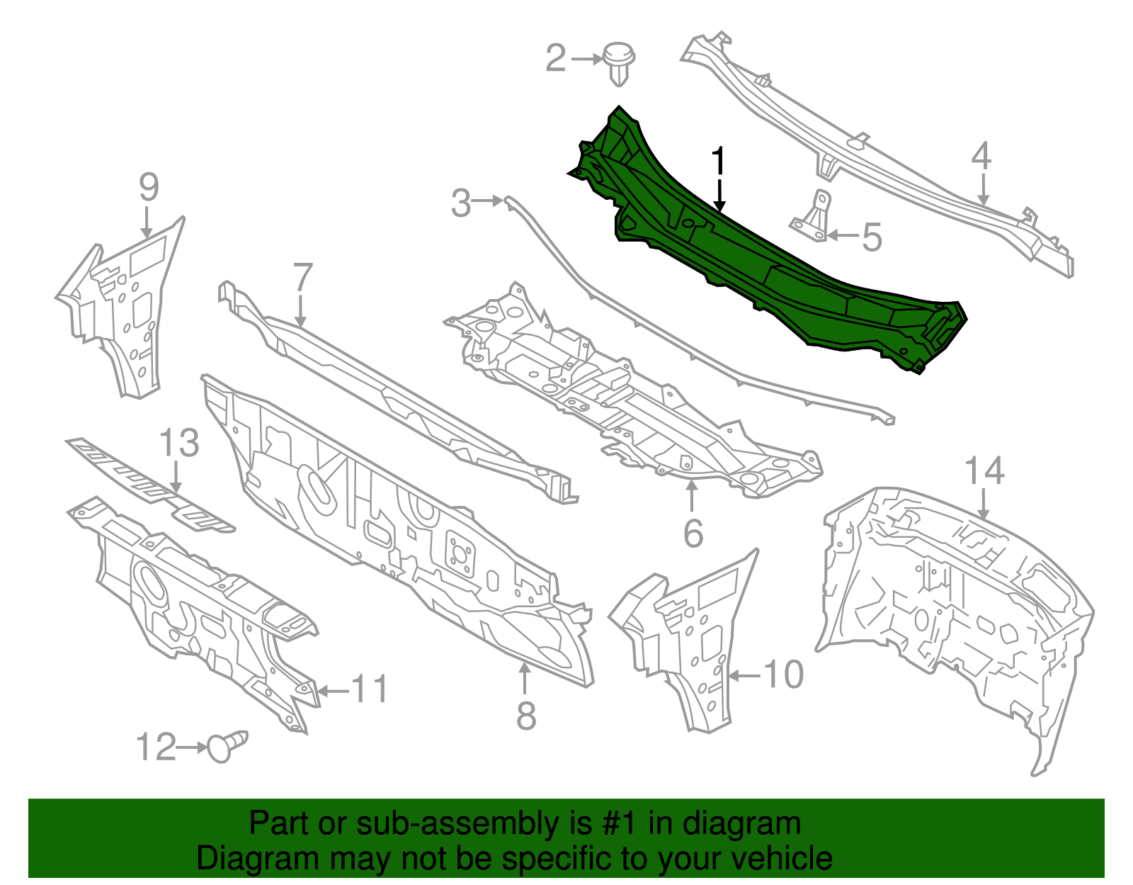 2011-2017 Nissan Quest Cowl Grille 66862-1JA1A | Boro Nissan Parts