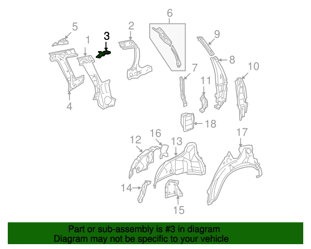 61701-0R010 - Rear Pillar Reinforced Upper Support - 2006-2012 Toyota ...