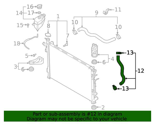 25410-C5800 - Radiator Coolant Hose 2020-2023 Hyundai Palisade ...
