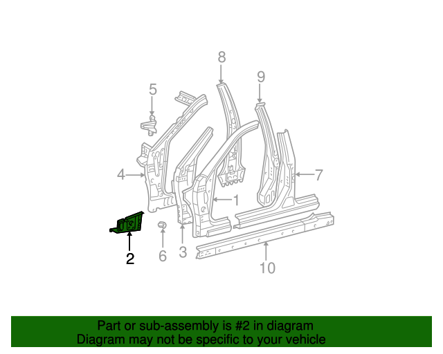 61146-AA020 - Hinge Pillar Gusset - 2002-2006 Toyota Camry | OEM ...