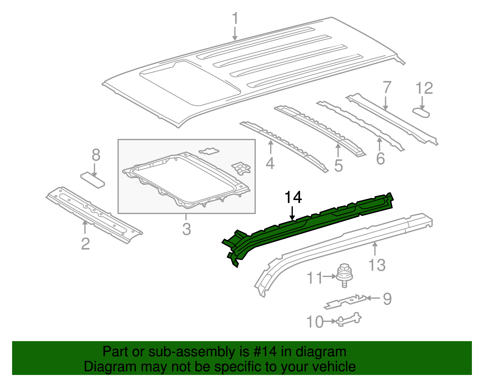 2010-2024 Toyota 4Runner Inner Rail 61203-35010 | Toyota Parts Center