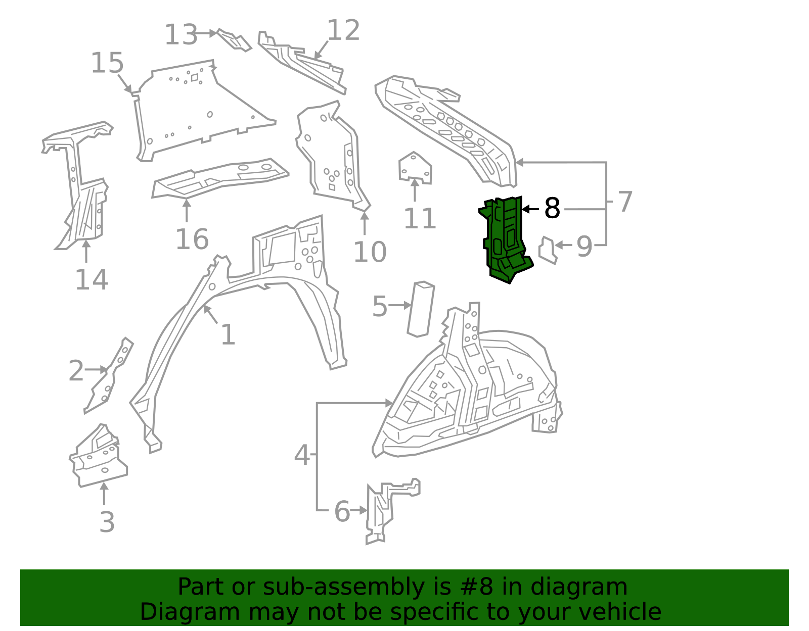 2019-2024 Toyota Inner Quarter Panel Panel 61617-0R050 | Lithia Toyota ...