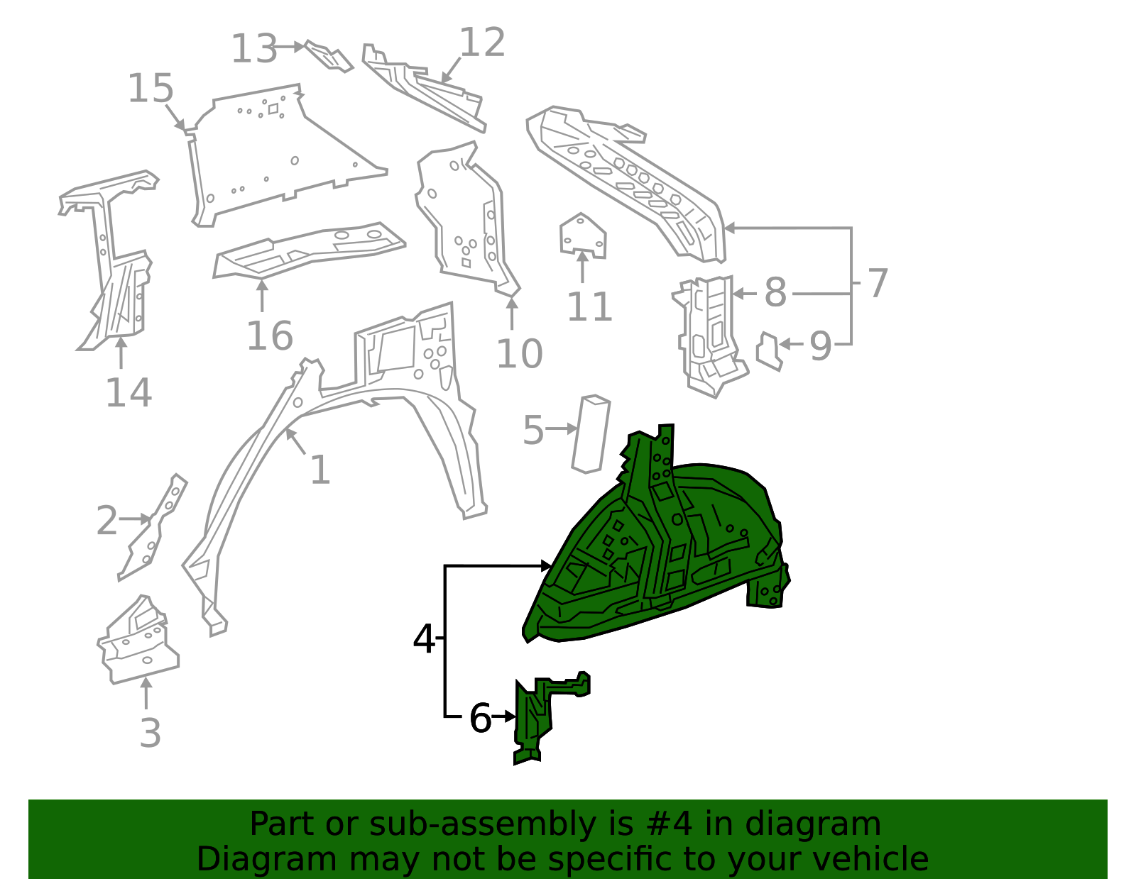 61607-0R060 - 2019-2024 Toyota - Inner Wheelhouse | Nucar Toyota Parts