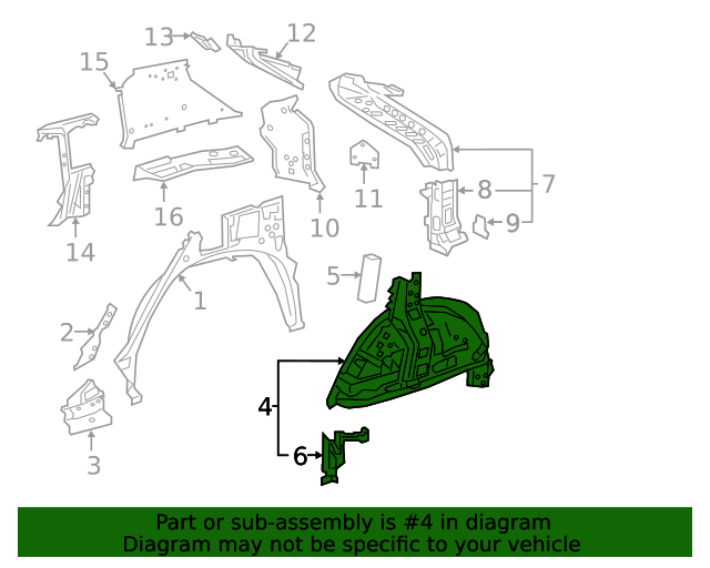 2019-2023 Toyota Inner Wheelhouse 61607-0R060 | Toyota Parts Center