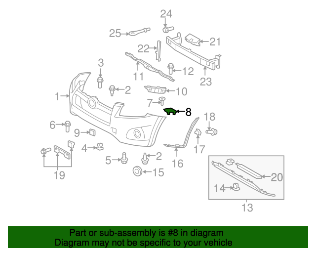 2009-2012 Toyota RAV4 Bumper Cover Retainer 52538-0R010 | Toyota Parts ...