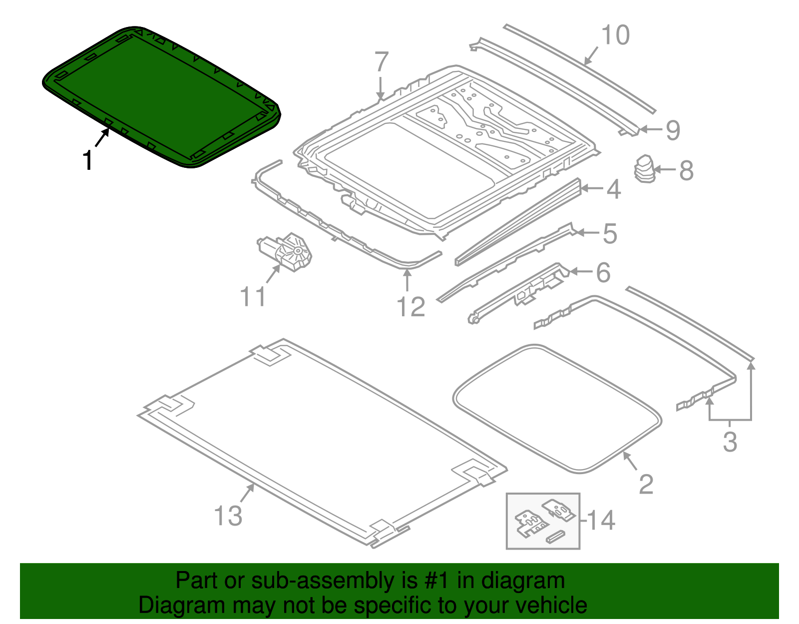 54-10-7-214-889 - 2017-2023 BMW - Sunroof Glass | BMWPartsHub