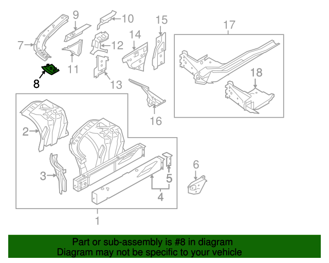41-00-7-412-956 - Fender Apron Reinforcement Bracket 2016-2024 BMW ...