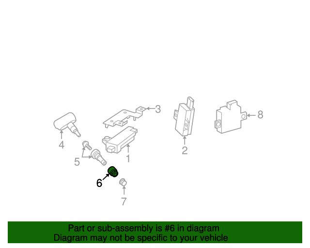 000-401-09-14 - Tire Pressure Monitoring System Sensor Nut 2006-2014 ...