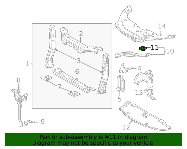 53481-62010 - Radiator Support Bracket - 2016-2020 Toyota Mirai | OEM ...