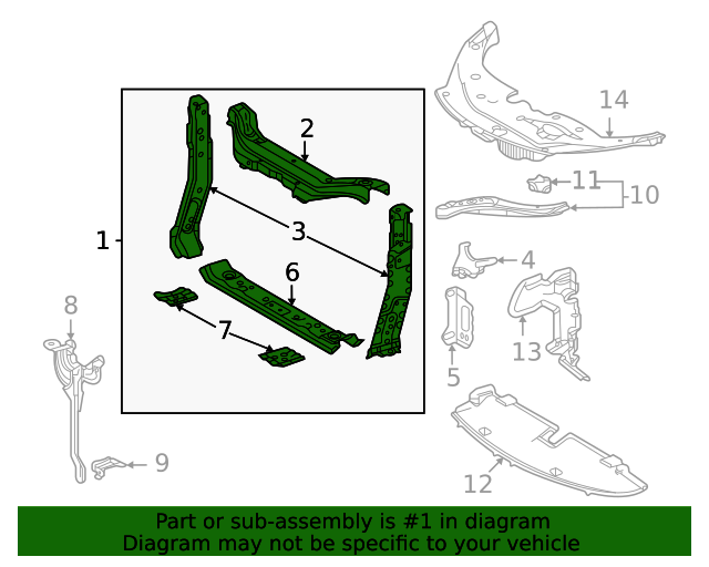 2016-2020 Toyota Mirai Radiator Support Panel 53205-62010 | Toyota ...