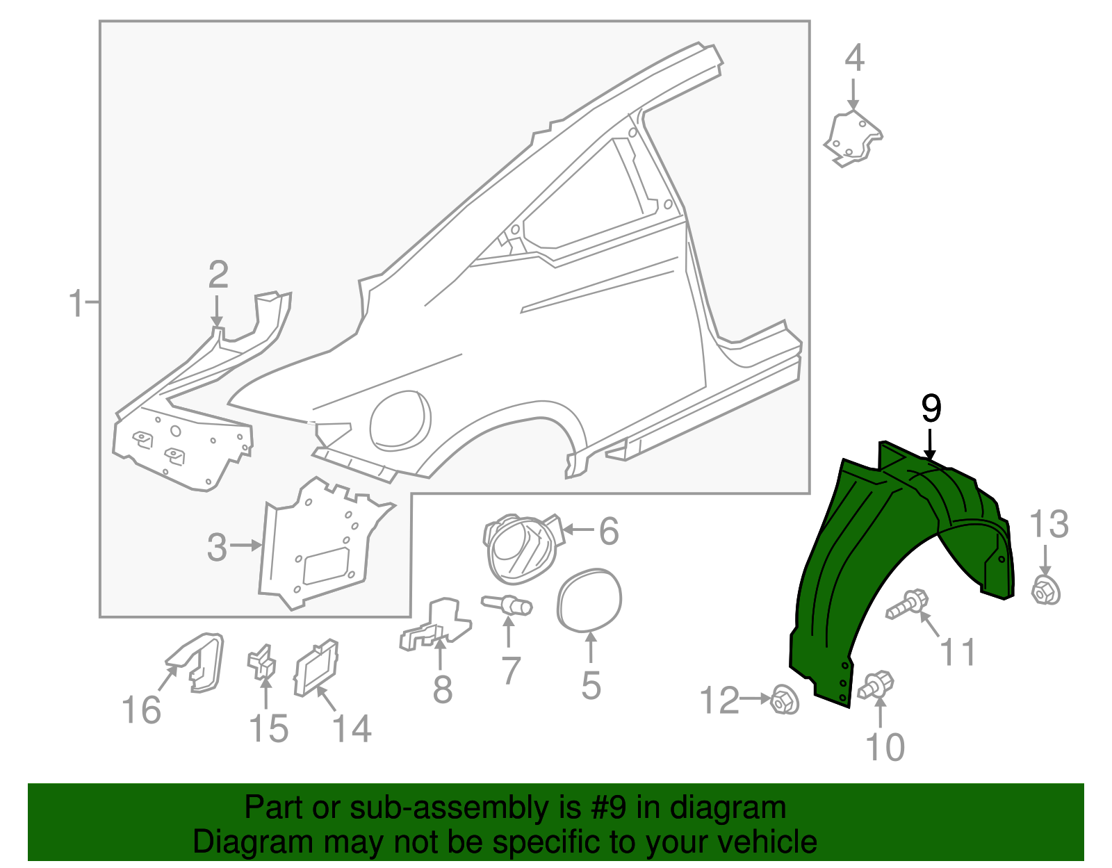 2017-2020 Infiniti Q60 Wheelhouse Liner 76749-5CA0A | Faulkner Infiniti ...