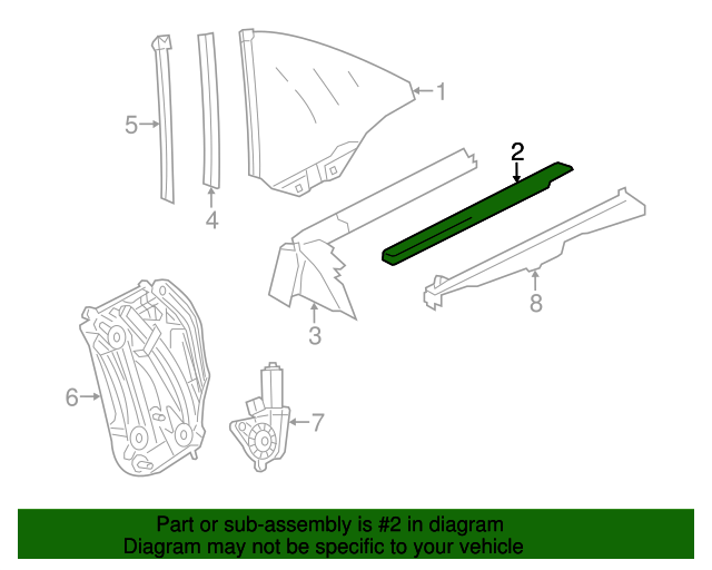 231-670-04-38 - Quarter Glass Seal 2013-2020 Mercedes-Benz ...