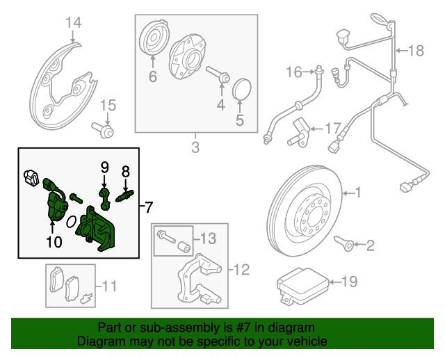2008-2012 Audi Disc Brake Caliper 8K0-615-403-B | Audi USA Parts