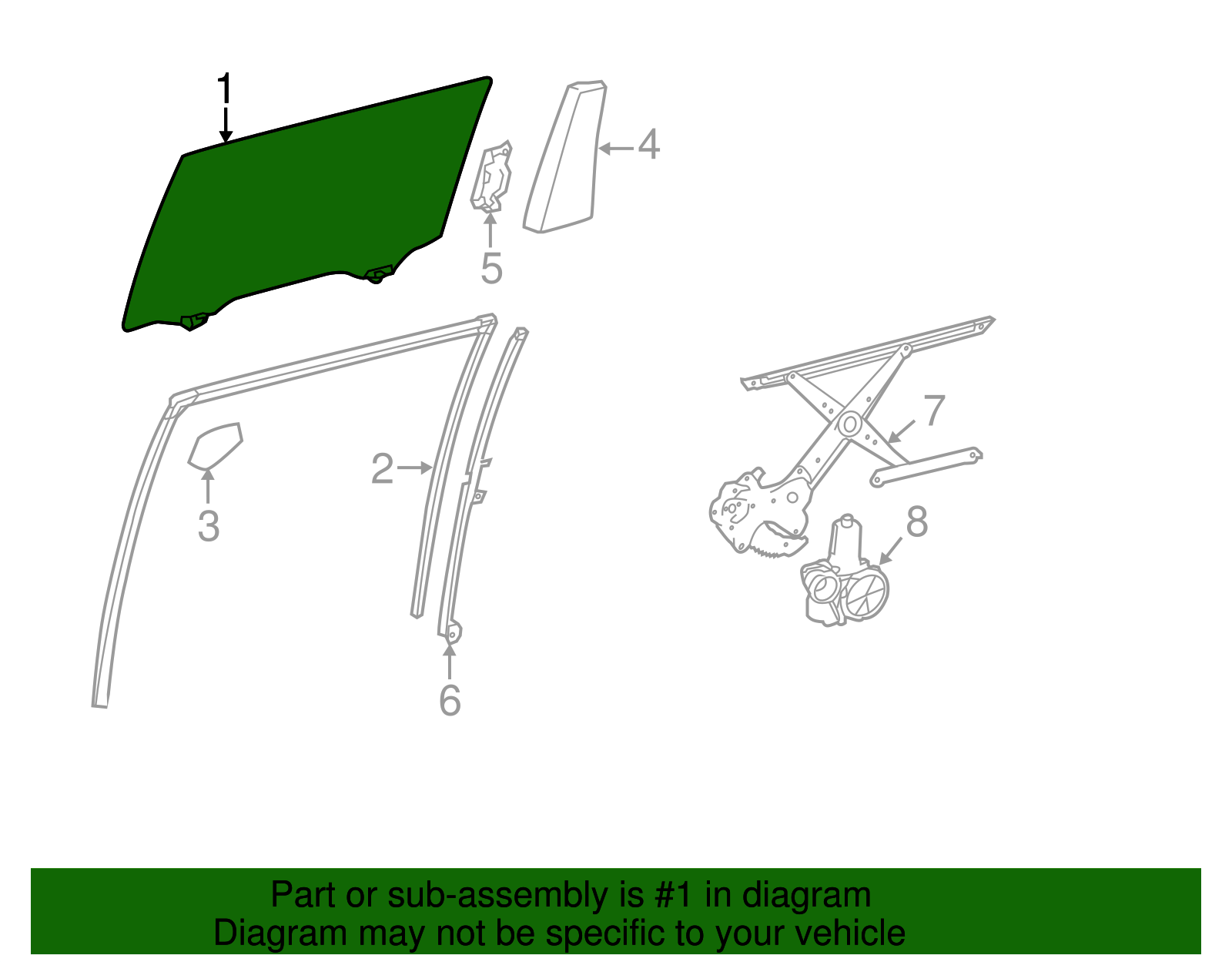 Genuine Toyota Door Glass part# 68103-0E050 for 2014-2019 Toyota ...