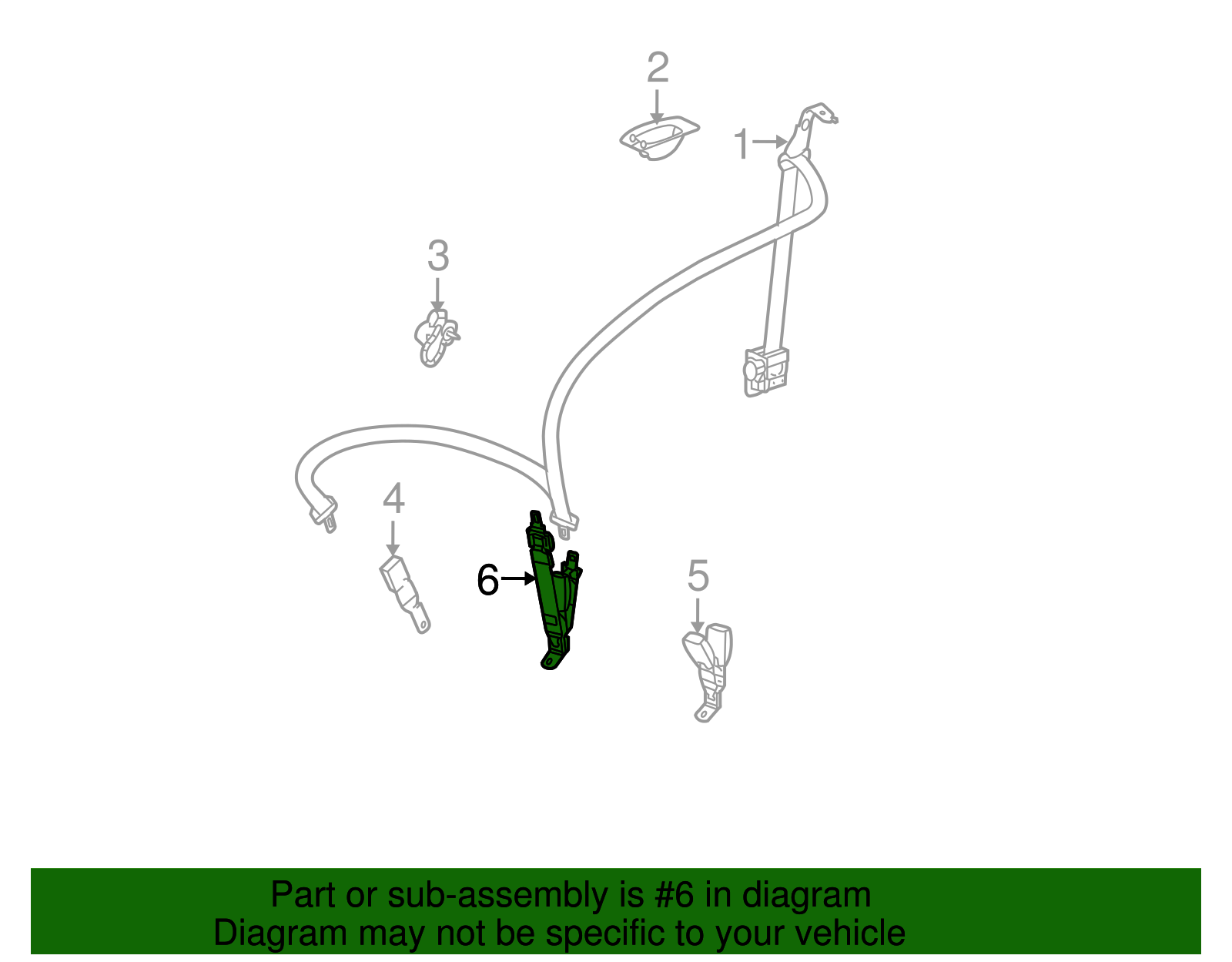 2011-2023 GM Pewter 4th Row Center Seat Belt with Buckle 19300355 GM ...