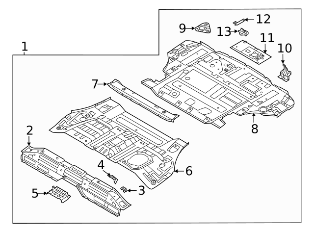 65829-P2000 - Front Floor Pan Side Bracket 2021-2023 Hyundai Santa Fe ...