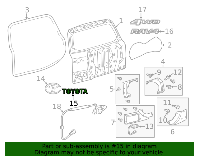 2006-2012 Toyota RAV4 Door Emblem 75441-42050 | Toyota Parts Center