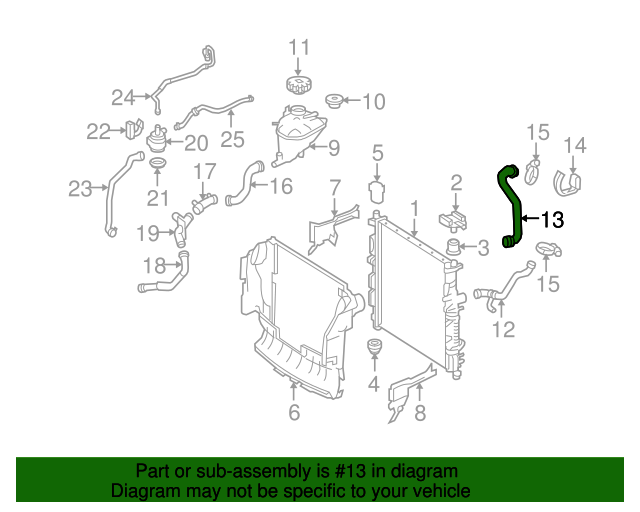 164-501-38-82 - Upper Hose 2007-2011 Mercedes-Benz ML 63 AMG ...