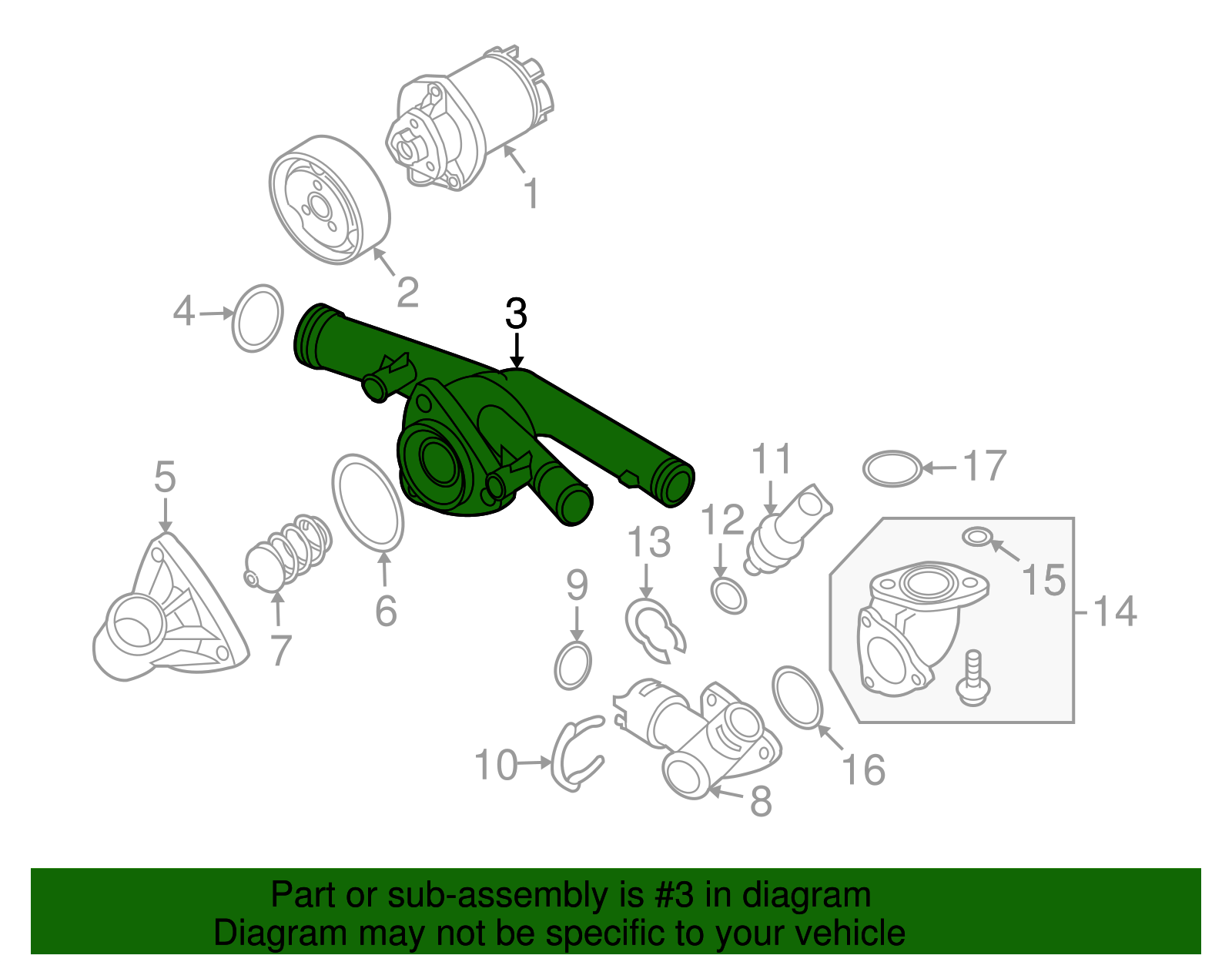 2007-2010 Audi Q7 Thermostat Housing 03H-121-117-A | Audi USA Parts