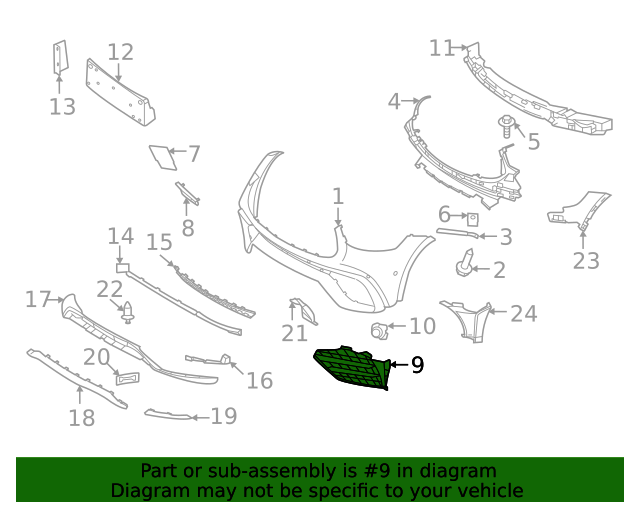 2020-2022 Mercedes-Benz GLC 300 Outer Grille 253-885-81-04 | MB Parts Store