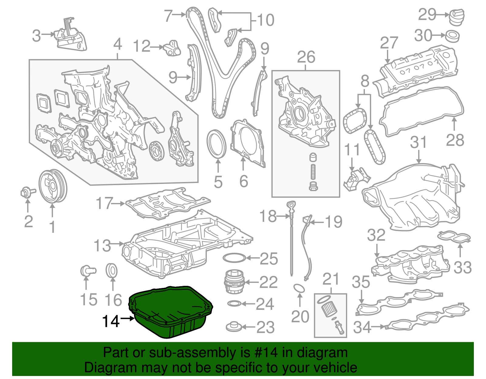 Genuine Toyota Engine Oil Pan part# 12102-0P020 for 2005-2018 Toyota ...