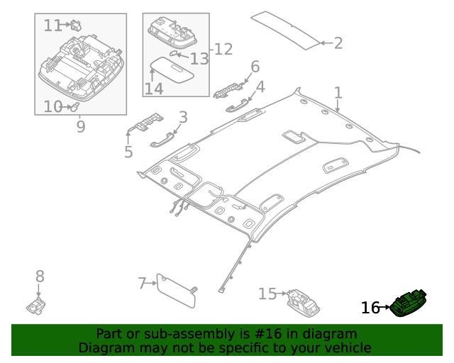 Hyundai - 92870-C1500-MMH - Reading Lmp Assembly - 2020-2024 Hyundai ...