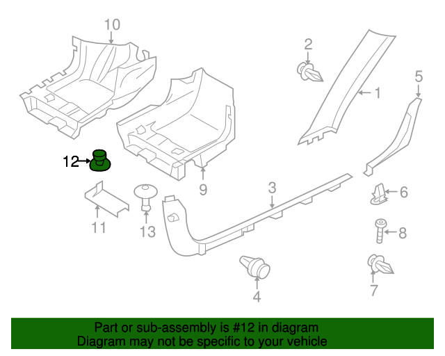 2006-2013 Volvo C70 Carpet Clip 8641613 | TascaParts.com