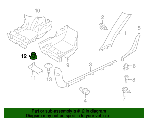 2006-2013 Volvo C70 Carpet Clip 8641613 | TascaParts.com