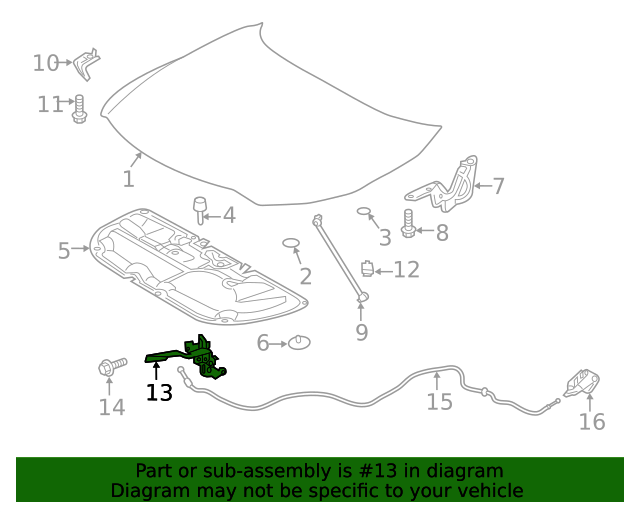 53510-48300 - Latch Assembly 2021-2023 Toyota Venza | Group 1 Auto Parts