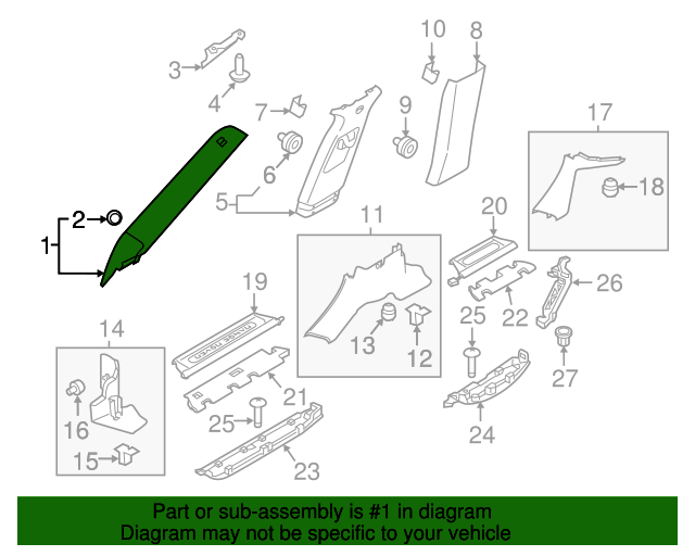 2014-2022 Land Rover Range Rover Sport Windshield Pillar Trim LR056873 ...