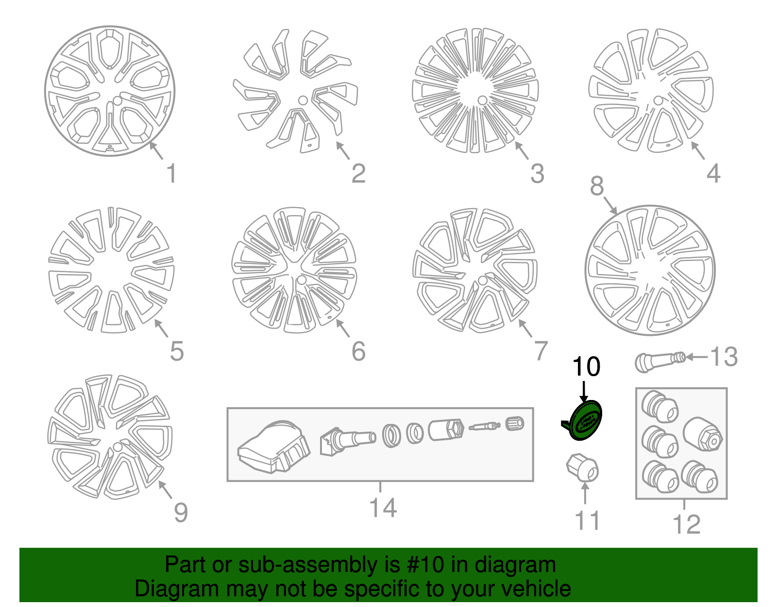 LR094546 - Wheel Center Caps, Satin Silver Finish 1998-2023 Land Rover ...