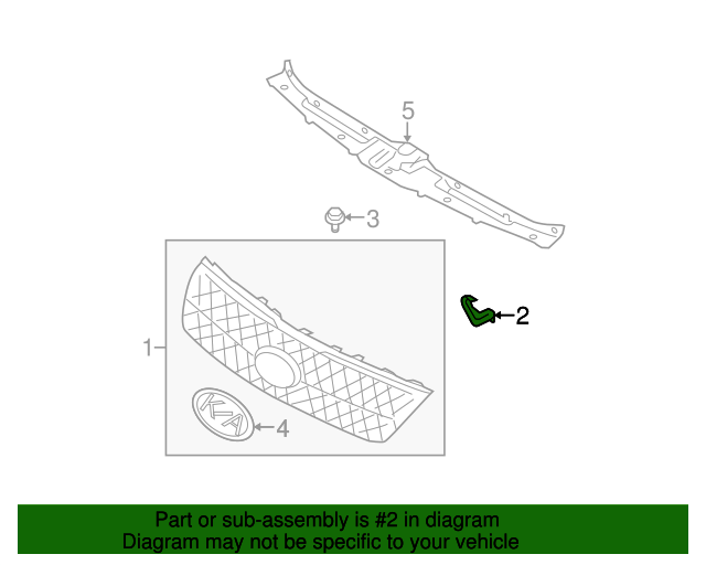 2007-2009 Kia Grille Assembly Retainer Bracket 86352-2F000 | TascaParts.com