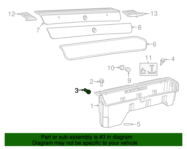 2013-2016 Ram Bolt 68054182ab | TascaParts.com