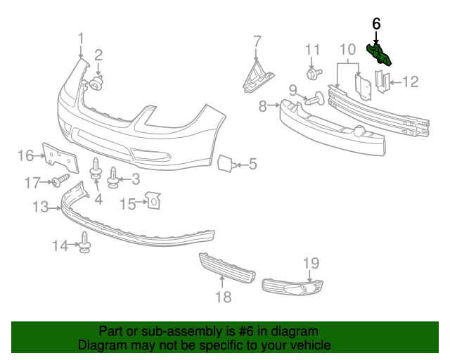 2005-2010 GM Passenger Side Front Bumper Fascia Bracket 15232755 GM ...