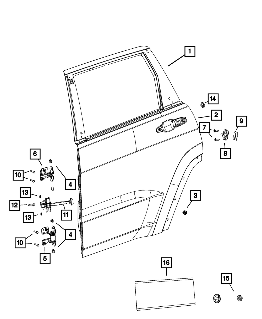 2022-2025 Jeep Grand Cherokee Rear Door, Left 68377097AK | My Mopar Parts