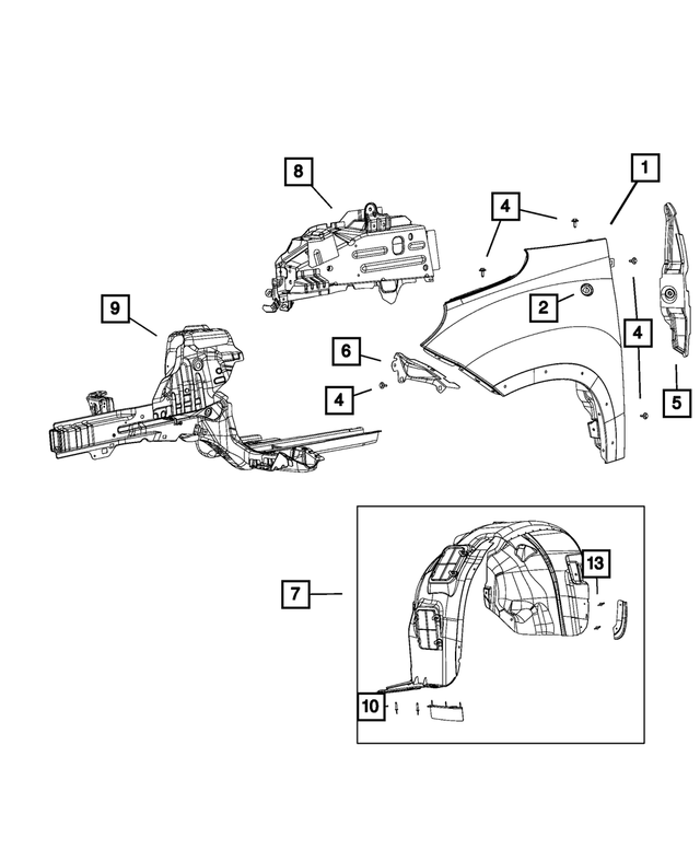 2014-2019 Fiat 500L Fender Bracket, Right 68200933AA | Mopar Estores