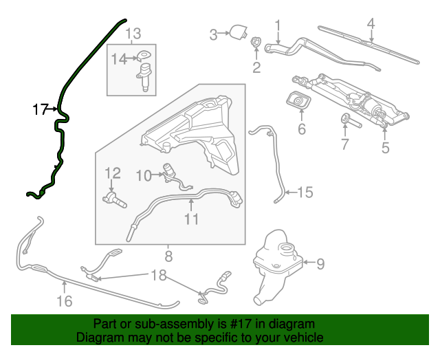 Genuine OEM Washer Hose Part# LR054933 Fits 2014-2016 Land Rover Range ...