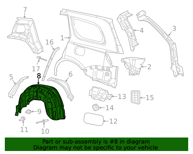 2018-2019 Jeep Grand Cherokee Wheelhouse Liner 68161173AA | TascaParts.com
