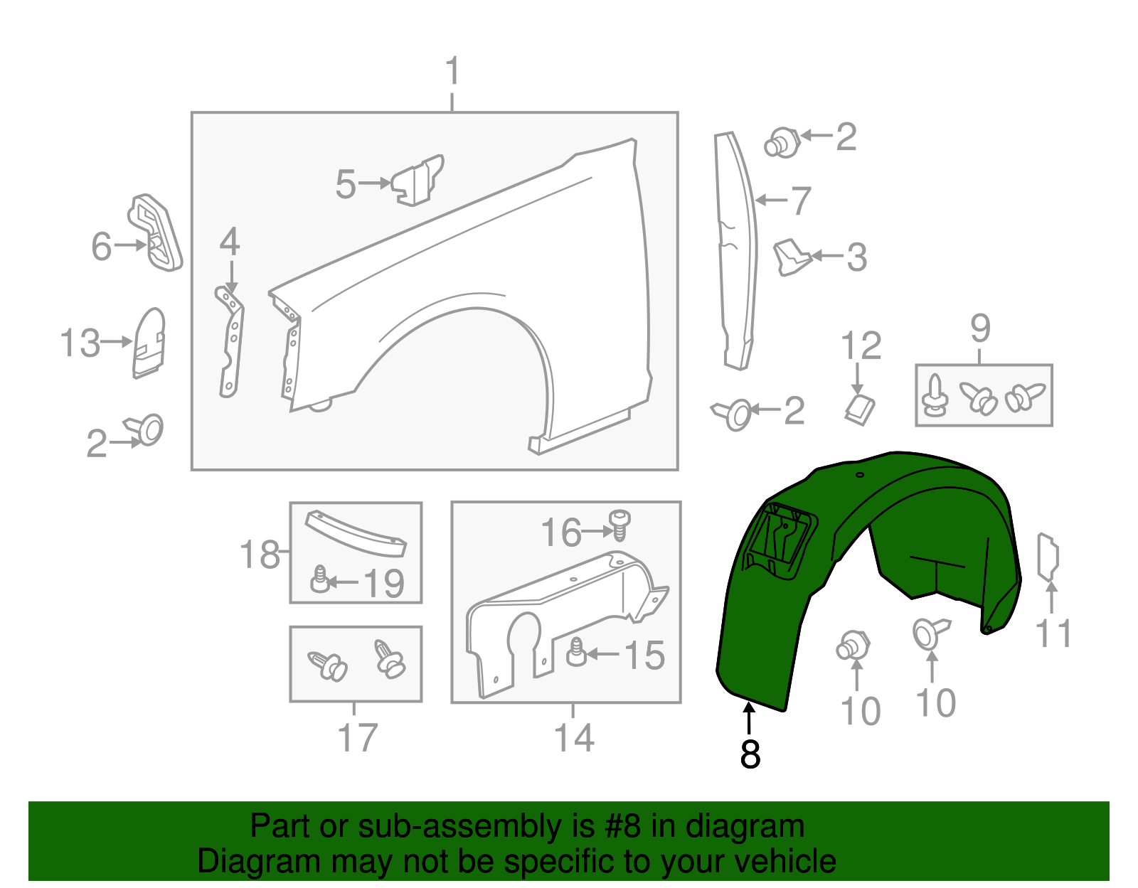 2014-2015 Chevrolet Camaro Front Driver Side Wheelhouse Liner 22829469 ...