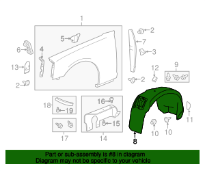 22863723 - Front Driver Side Wheelhouse Liner 2010-2013 Chevrolet ...