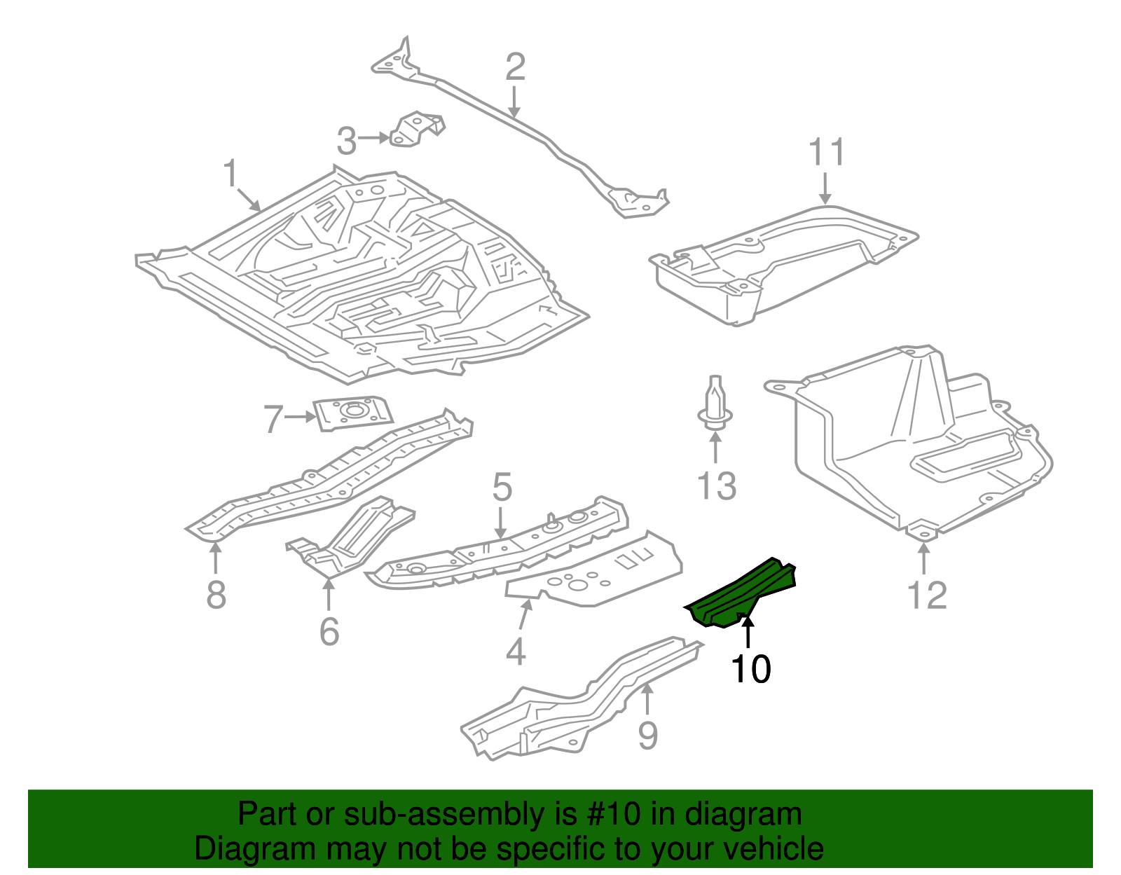2010-2013 Toyota Highlander Side Member Extension 57607-0E041 | Toyota ...