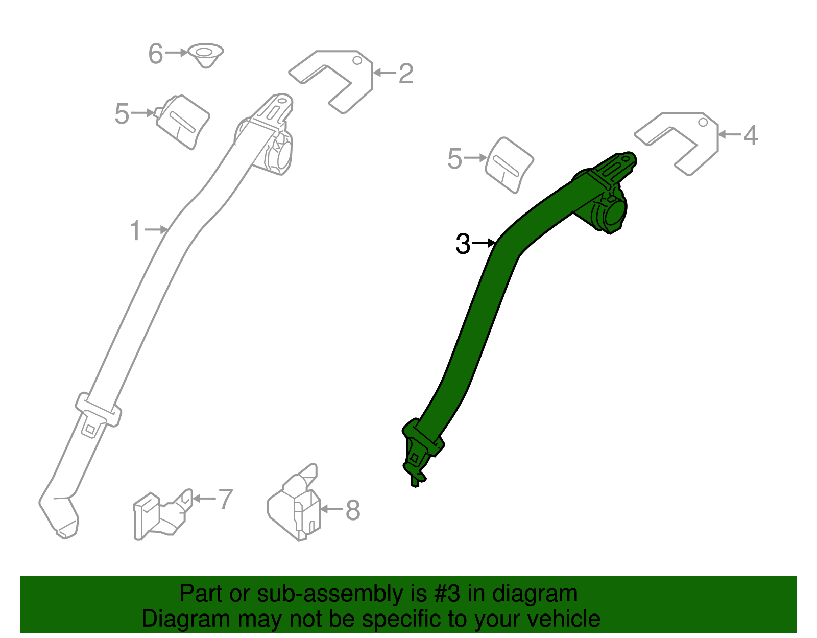 2013-2014 Nissan Sentra Center Belt Assembly 88854-3SG8A | Bill Kay ...
